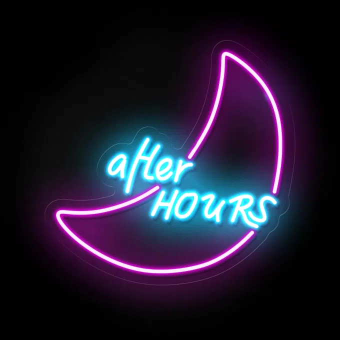 After Hours Moon Neon Sign|Blue Moon Neon Sign for Room Wall