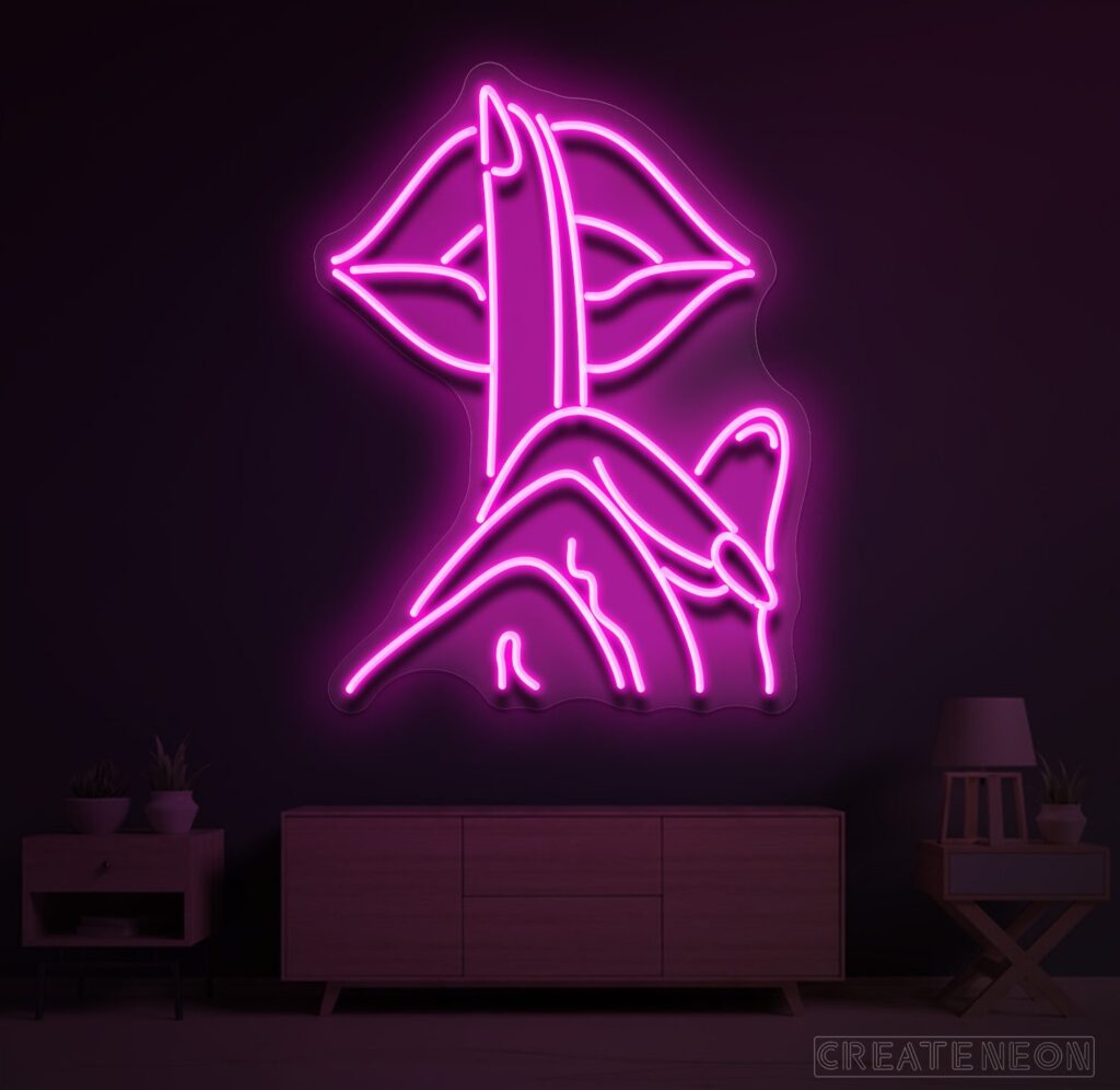 Be Quiet Finger on Lips Neon Sign - Cool Neon Signs