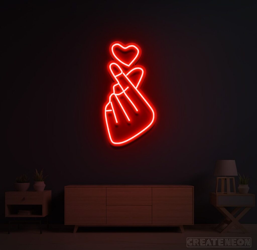 Hand Heart Neon Sign - CreateNeon.Com - Korean mini Heart sign!