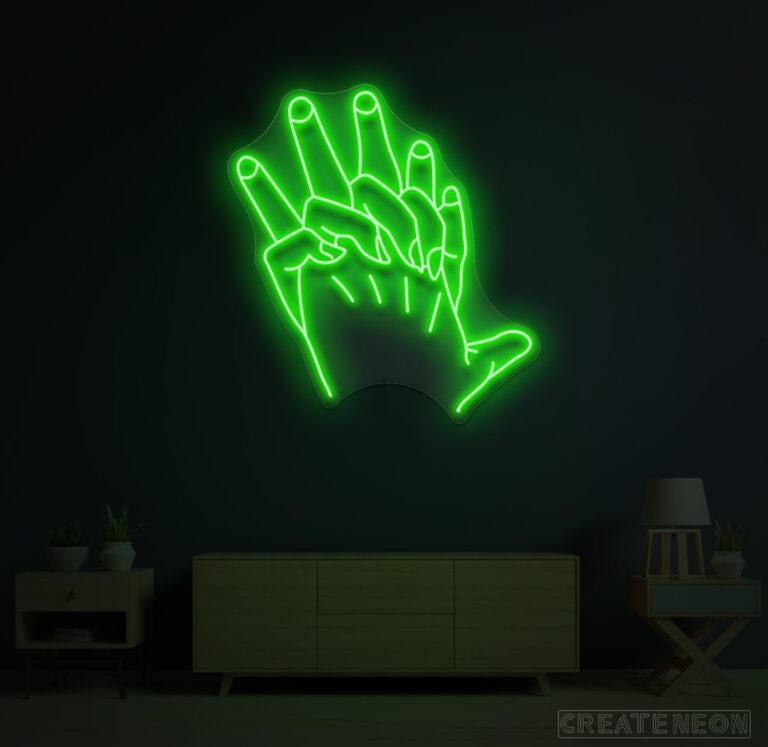Hand in Hand Neon Sign - Romantic wall art CreateNeon