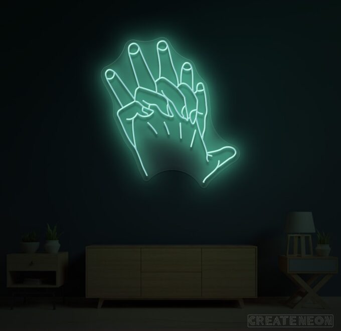 Hand in Hand Neon Sign - Romantic wall art CreateNeon