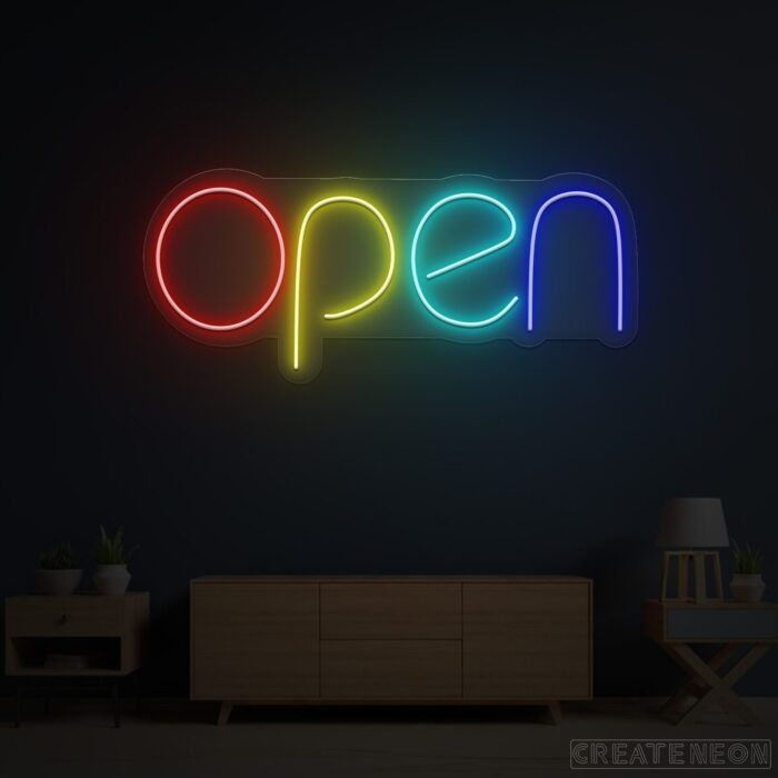 Open Multi-color Neon Sign - CreateNeon.Com