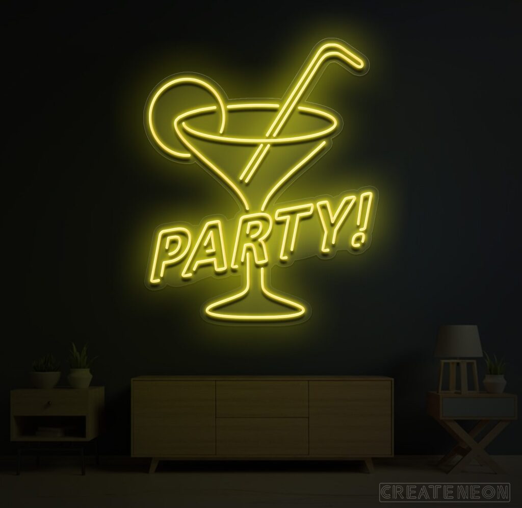 Party Cocktail Neon Sign - Cocktail Bar Sign | Free Shipping