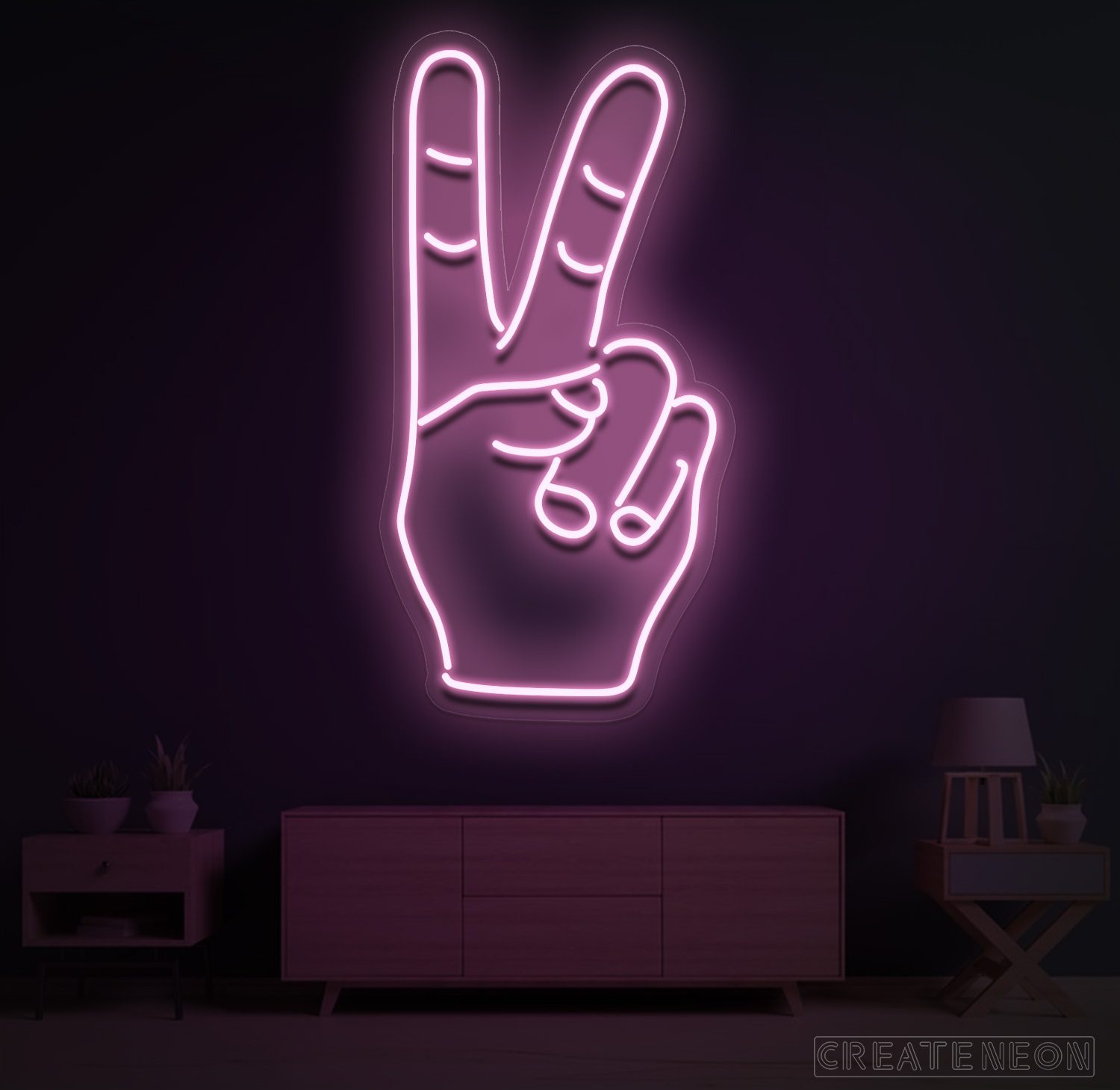 Shop Peace Hand Symbol Neon Sign - CreateNeon.Com