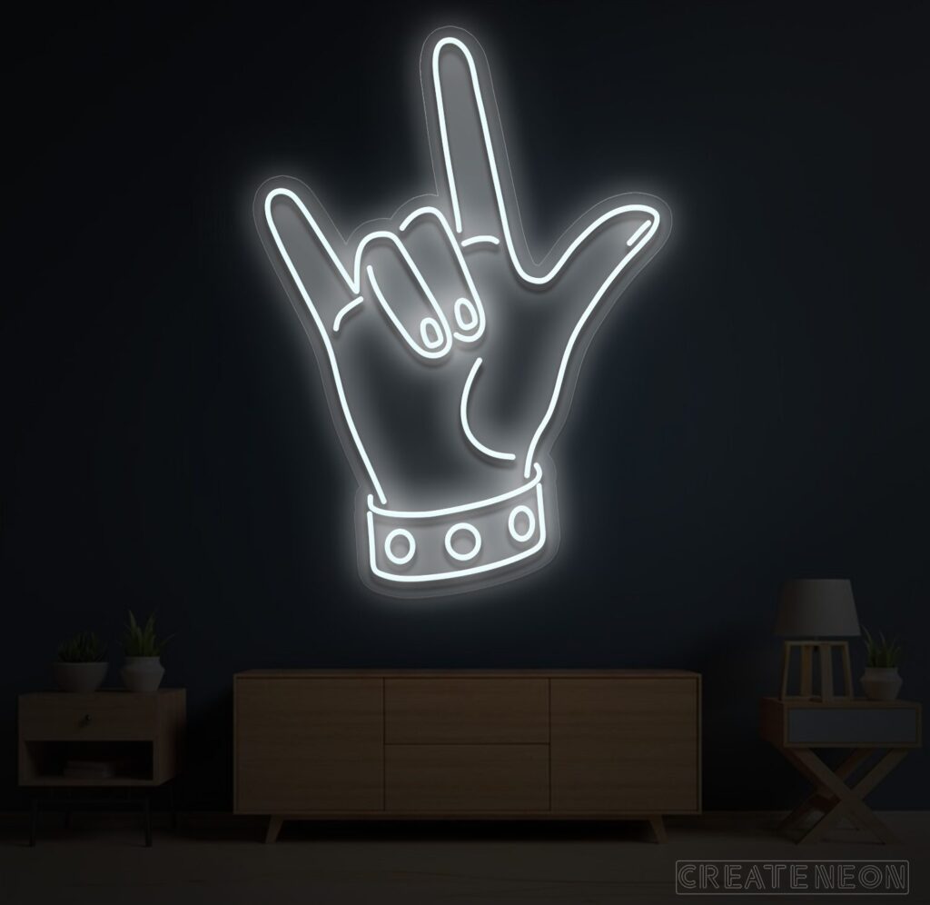 Get Rock Gesture Neon Sign For Bar, Music Shops and Pubs