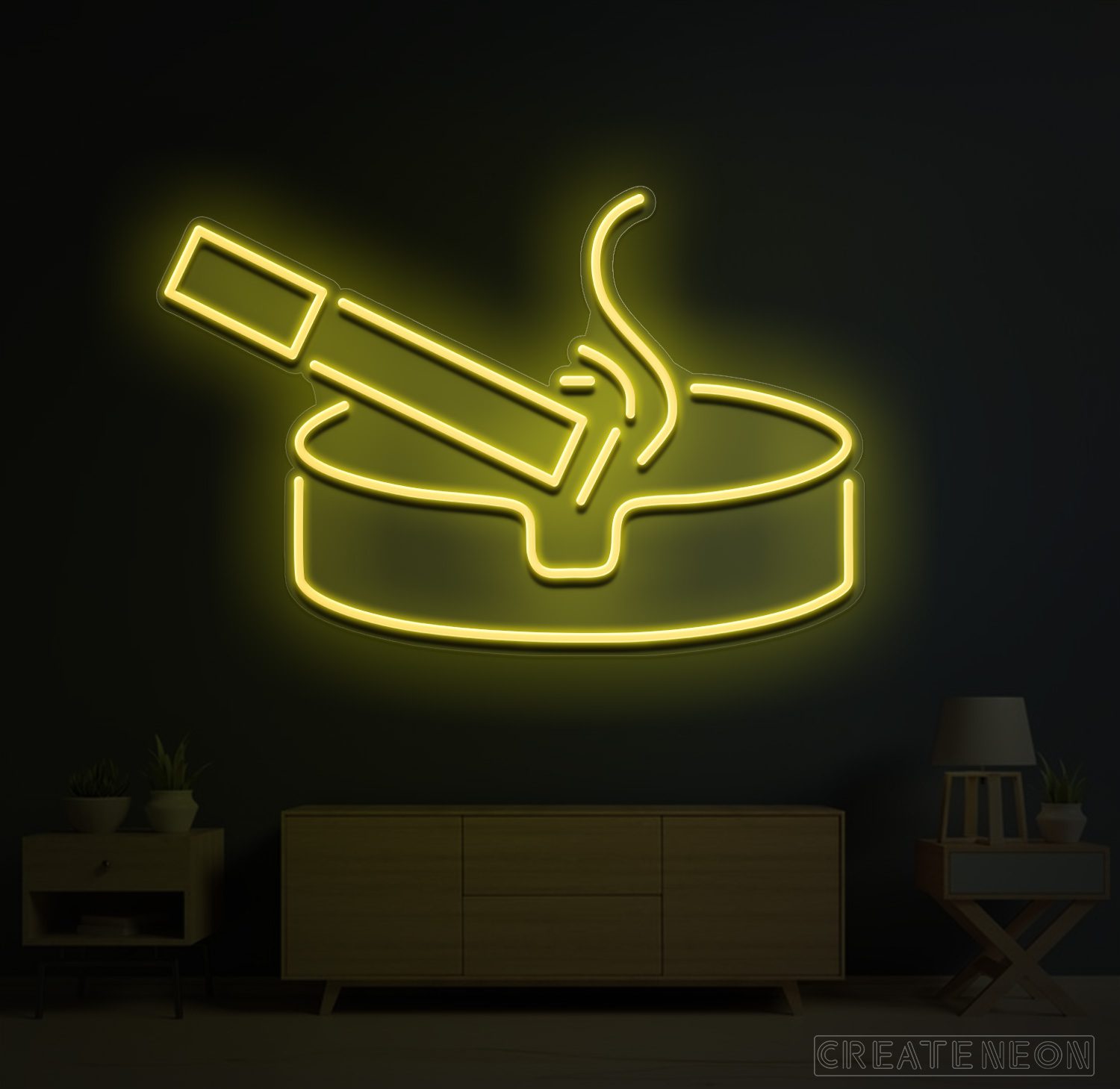 Smoking Cigarette On Ashtray Neon Sign | Get It Now!